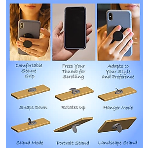 Phone-Gizmos ZGrip – The Ergonomic Phone Grip with Full Features and Grip in Black, with Art Top in Black
