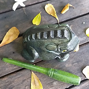 Cozinest 5" Wooden Frog Percussion Instrument Wood Frog Guiro Rasp Tone Block Thailand Handcraft Musical Lucky Frog Home Office Decoration Nice Gift (Green)