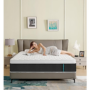 ADDNUSS Full Mattresses,Hybrid 12 Inch Full Mattress in a Box,Memory Foam & Individually Pocket Spring for Pain Relief,Medium Firm Black Full Mattress,Pressure Relief,Certified.