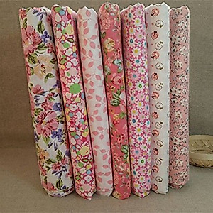 Bluelans 7pcs 10" x 10" (25cm x 25cm) Top Cotton Craft Fabric Bundle Squares Patchwork DIY Sewing Scrapbooking Quilting Floral Dot Pattern Light Pink