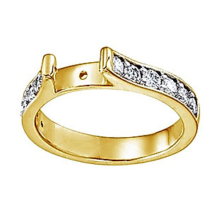 0.75 Ct White Diamond Semi Mount Engagement Wedding Band Ring In 14K Solid Yellow Gold, Ring size-11
