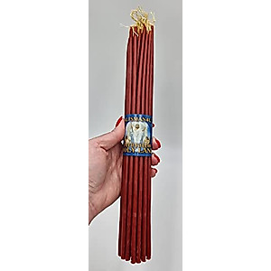 33 Natural 100% Beeswax Taper Candles 11 inch Tall Blessed Church Jerusalem Holy Land Candles (Red)