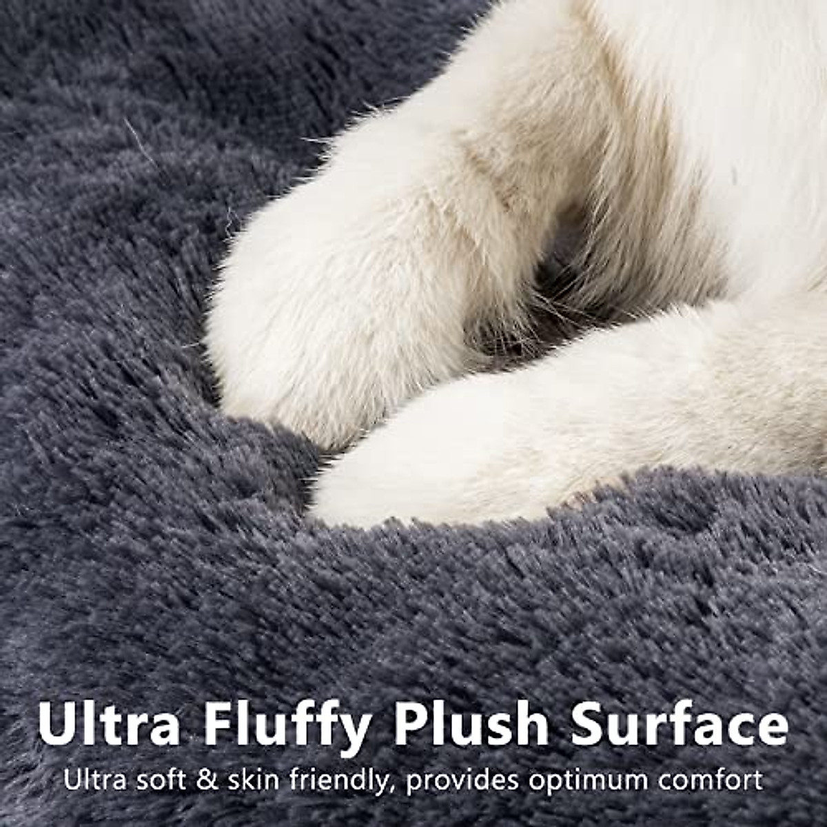 JOEJOY Large Dog Bed Crate Pad, Deluxe Plush Washable Dog Beds Fulffy Soft Kennel Pad Anti-Slip Pet Sleeping Mat for Extra Large Medium Small Dogs, 40" x 27", Grey