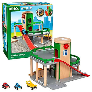 BRIO World 33204 Parking Garage - Ultimate Toy Train Accessory | Interactive Play | Compatible with All BRIO Train Sets | FSC Certified Wood Material | Ideal for Kids Age 3 and Up