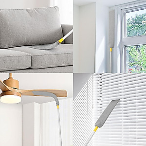 Retractable Gap Dust Cleaner with 71" Extension Long Handle, Under Fridge Cleaning Tool with 3 Washable Microfiber Dusting Cloths, Gap Dusters for Cleaning Under Appliance Refrigerator Furniture Couch