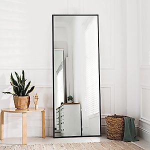 PexFix Full Length Mirror Full Body Mirror with Stand 55''×16'' Mirror Full Length with Black Aluminum Alloy Frame