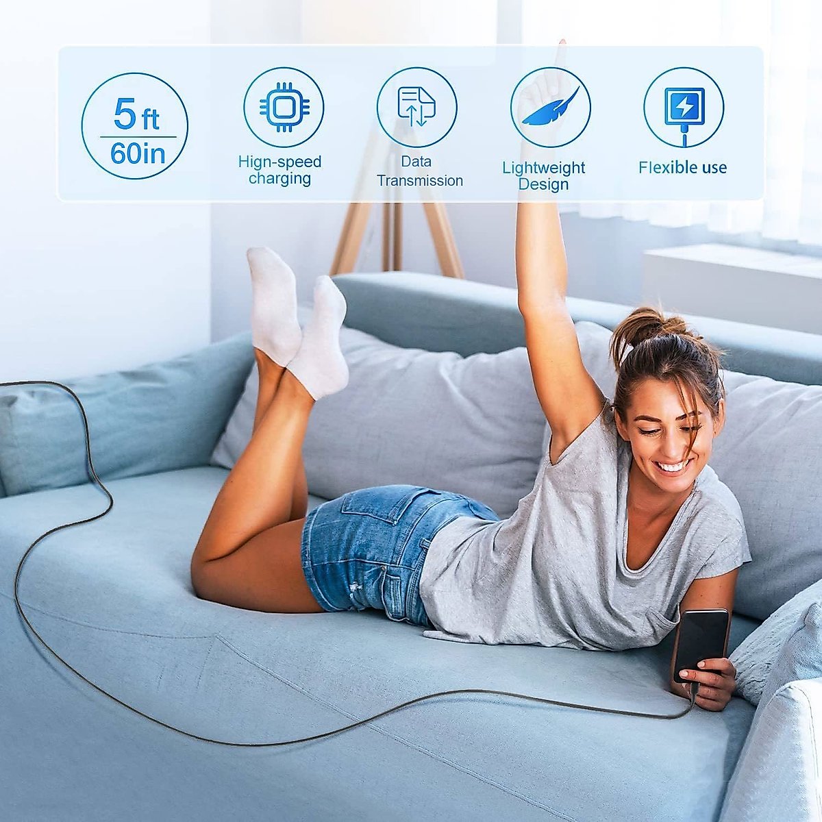 USB C Charger Cable for Samsung Galaxy A14 5G, A23, A13, A54, A34, A03S, A04e, A04s, A04, A80, A70, A71, A60, A50, A40, A30, A20e, A20, A8, A8s, A8 Star, A9, A6s Cell Phone Adapter Charging Cord (5FT)