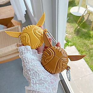 Airpods 3rd Generation Case,3D Silicone Fashion Cool Air pods Cover,Stylish Unique Golden Flying Ball Funny Fun Design Designer for Men Youth Teen Boys Kids(Yellow)