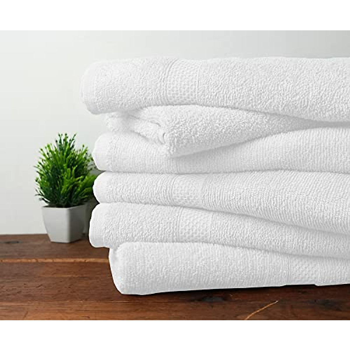 Filament Alley 6 Pack Bath Towel Set 22x44 Luxury Cotton Towels Ideal for Pool Gym Spa Hotel Shower Home Bathroom Towels Absorbent Lightweight Soft White