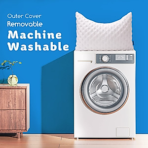 KUCEY Cooling Side Sleeper Pillow for Neck and Shoulder Pain, Luxury Shredded Memory Foam Curved Bed Pillows for Sleeping Set of 2- Adjustable Queen Size- Washable Cover Crescent White