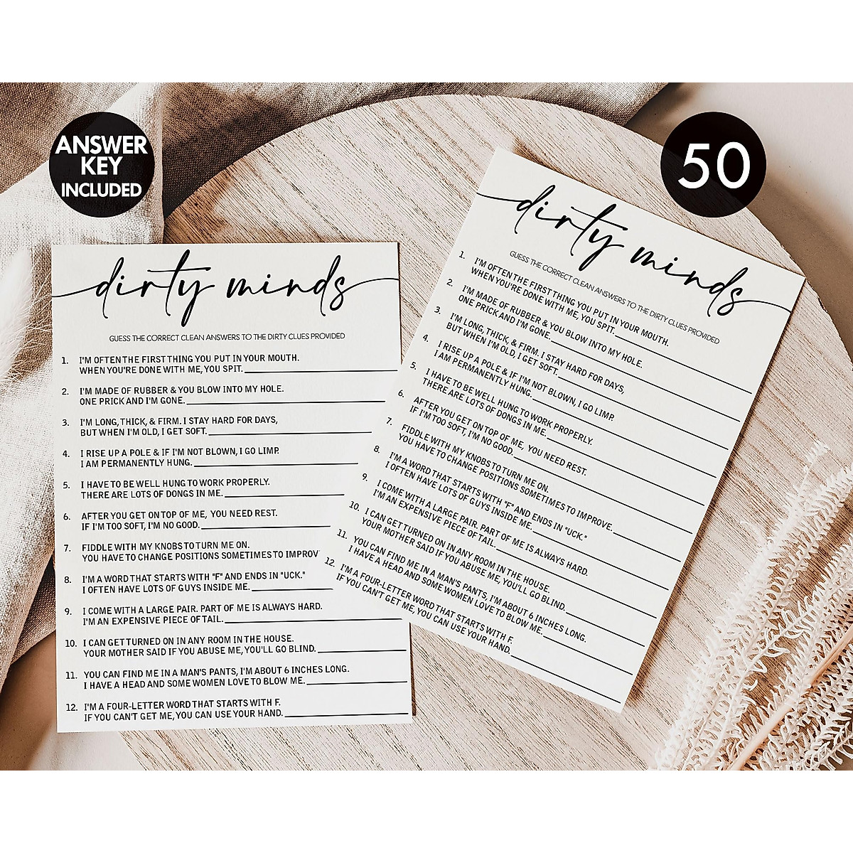 All Ewired Up 50 Funny Bridal Shower Game Dirty Minds Game (50-Cards) Bachelorette Party Wedding Engagement Rehearsal Dinner Activity, Minimalist