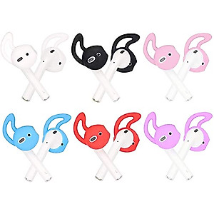 JNSA 6 Pairs Silicone Ear Tips Ear Hooks Compatible with Apple AirPods/EarPods,Silicone Soft Covers Anti-Slip Sport Earbud Tips, Anti-Drop Ear Hook Gel Headphones Earphones Tips,6 Colors