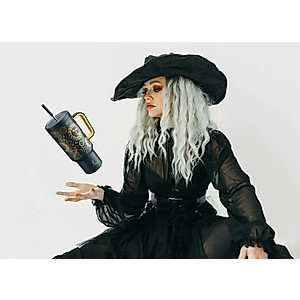 Meoky 40 oz Tumbler with Handle and Straw, Tumbler with Lid and Straw, Insulated Stainless Steel Travel Mug, 100% Leak-proof, Keeps Cold for 34 Hours or Hot for 10 Hours (Tarot)