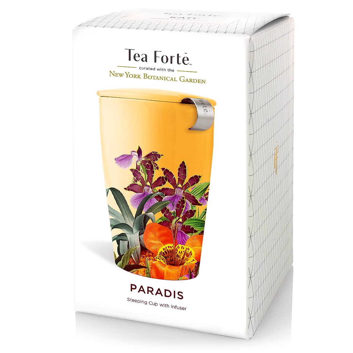 Tea Forte Kati Cup Paradis, Ceramic Tea Infuser Cup with Infuser Basket and Lid for Steeping Loose Leaf Tea