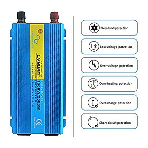 Cantonape 1000W Pure Sine Wave Inverter 12V to 110V AC Power Inverter Converter with 3.1A USB Car Adapter and Cigarette Lighter Plug for Car Outdoor