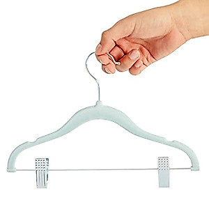 24-Pack Light Blue Velvet Hangers with Movable Clips for Baby and Kids Clothes, Slip-Resistant, Space-Saving for Pants, Leggings, Skirts, Shorts, Jackets, 360 Degree Swivel Hook (12x8 in)
