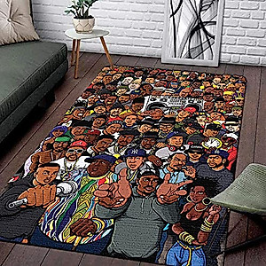 Rappers Hip Hop Music Area Rugs - Rappers Carpet Non-Slip Play Area - Hip Hop Doormat Bedroom Bathroom Living Room Rug Music Washable 3x5 4x6 Rug - Personalized Area Rug Studio Decor Dining Room Music