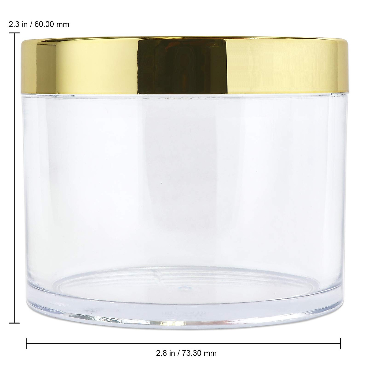 Beauticom 120g/120ml (4 Fl Oz) Thick Double Wall Leak-Proof Round Clear Plastic Jars with Flat Top Lids for Creams, Lotions, Powders, Glitters, Charms, and more… (Color: Gold Lid, Quantity: 12 Pieces)