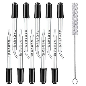 MEETOOT 10pcs Dropper 5 Straight Tip + 5 Bent Tip Measured Dropper 1ml Glass Pipette for Lab, Perfume, Essential Oil