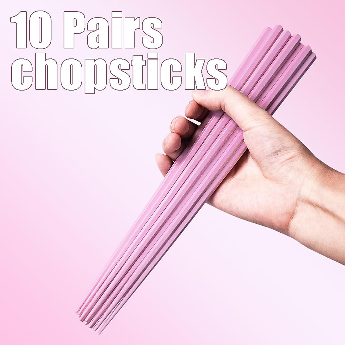 10 Pairs Fiberglass Chopsticks Reusable,Cute Reusable Chopsticks,9 Inch(Pink Chop sticks reusable dishwasher safe）