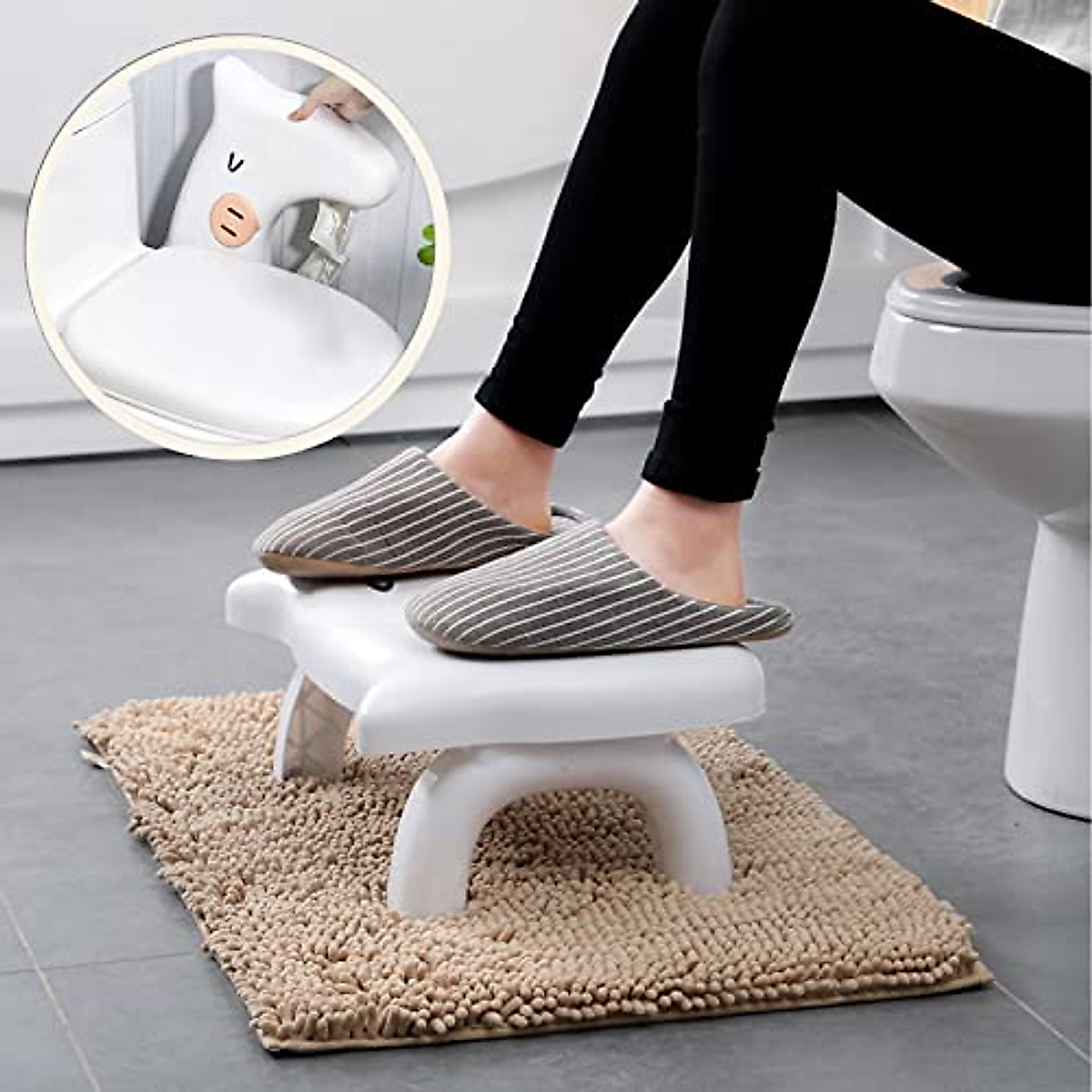Toilet Stool, Foldable Squatting Potty Stool for Bathroom, Poop Stool 7 Inches Height Proper Toilet Posture for Better and Healthier Defecation