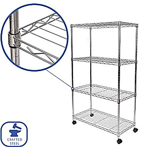 Seville Classics Solid Steel Wire Shelving Storage Unit Adjustable Shelves Organizer Rack, for Home, Kitchen, Office, Garage, Bedroom, Closet, Steel, 4-Tier, 30" W x 14" D