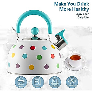 2.5L Whistling Tea Kettle Universal Base,Food Grade Stainless Steel Teapot with Cool wooden Grip Ergonomic Handle Loud Whistle▂19 * 23cm/7.48"*9.06"