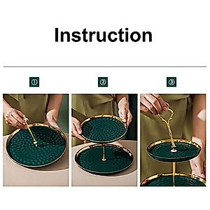 Tosnail Set of 2 Porcelain Cupcake Stand Ceramic Dessert Stand Tiered Serving Trays with Gold Rod, 3 Tiers and 2 Tiers Cake Stand Party Serving Trays Fruit Pastry Holders for Wedding and Party