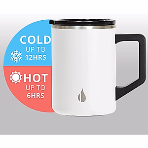 Best Valentine Coffee Mug for Her - Insulated Triple-Wall Stainless Steel Travel Cup with Handle & Ceramic Lid - Gift for Mom & Mother In Law on Valentine’s Day, Birthday & Mother’s Day - 16oz White