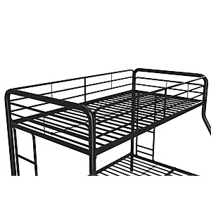 DHP Twin-Over-Full Bunk Bed with Metal Frame and Ladder, Space-Saving Design, Black