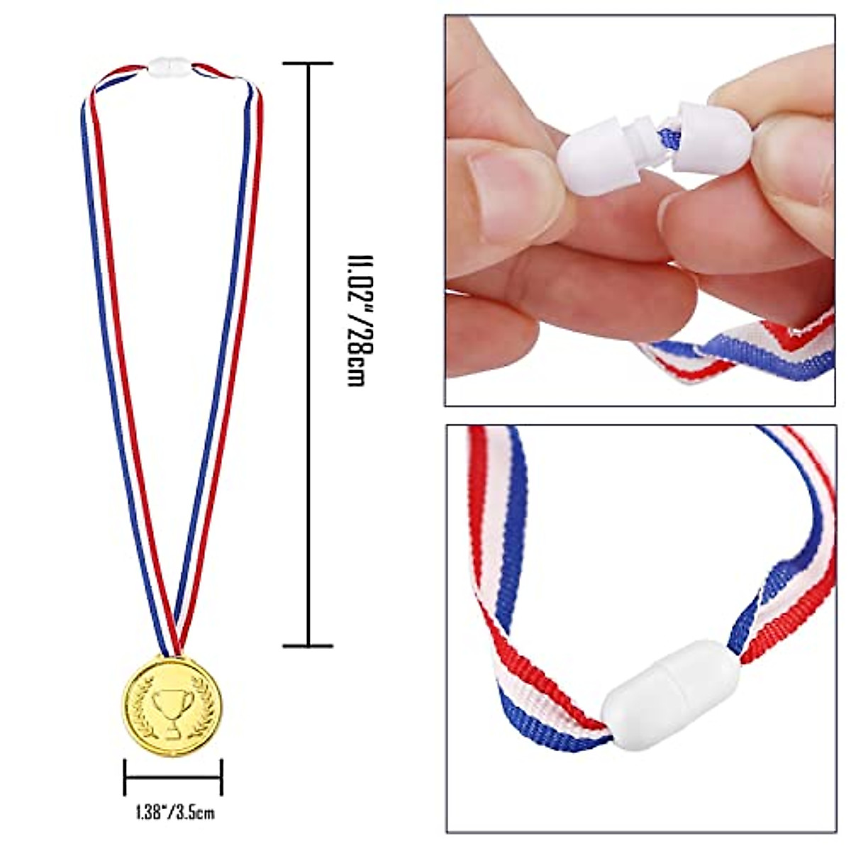 Caydo 72 Pieces Children's Gold Plastic Winner Award Medals for Kids Party Favor Decorations and Sports