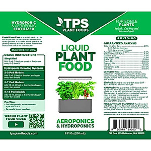 Liquid Plant Food for use in AeroGarden, IDOO and Hydroponic Growing Systems, Liquid Fertilizer 8 oz (250mL)
