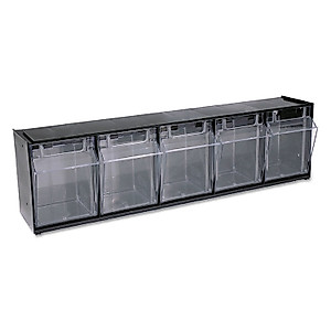 Deflecto 20504OP Five-bin horizontal tilt bin storage system, 23-5/8w x 5-1/4d x 6-1/2h, black