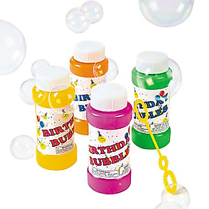 Fun Express Happy Birthday Bubble Bottles - 12 Pieces - Great for Kid Party Supplies and Giveaways