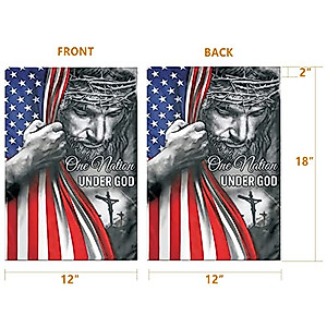 One Nation Under God Garden Flag - Christian - Jesus - USA Double Side Garden Flags House Yard Decor 12x18in
