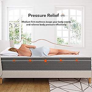Sweetnight Queen Mattress, 12 Inch Hybrid Queen Size Mattress with Individually Wrapped Pocket Springs for Motion Isolation and Edge Support, Pillow Top Queen Mattress in a Box, Medium Firm