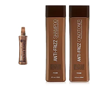Brazilian Blowout Ionic Bonding Spray 3.4 fl oz & Brazilian Blowout Anti-Frizz Shampoo/Conditioner 2 Pack