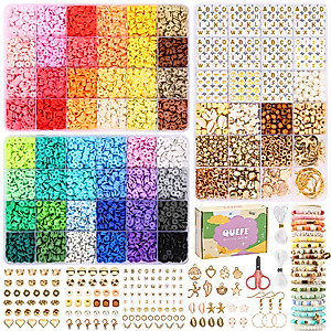 QUEFE 48 Colors 11160pcs Bohemian Clay Beads Bracelet Making Kit for Jewelry Making, Polymer Clay Beads for Boho Bracelet Necklace Earrings Making, Craft and Gifts