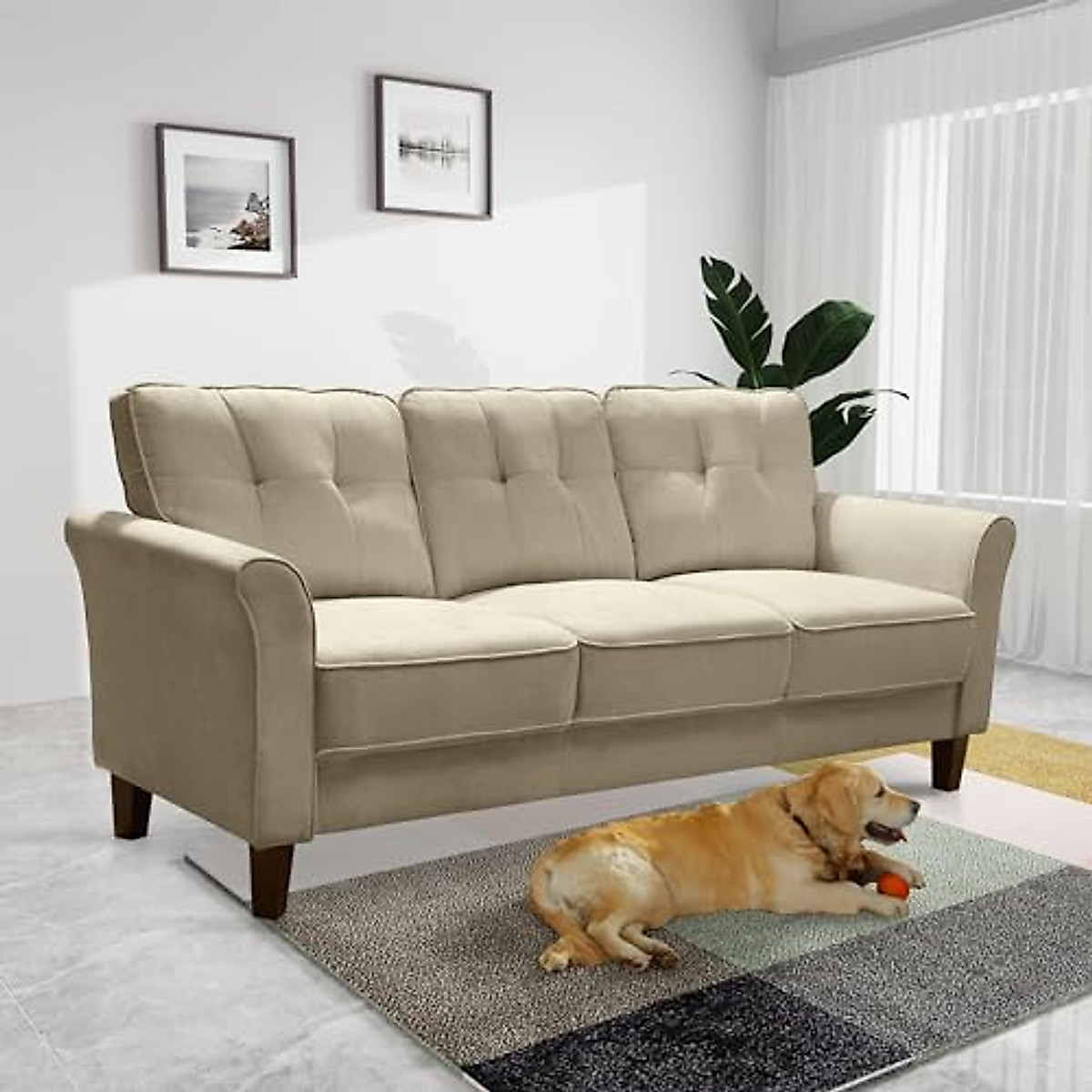 SILKIR Couches for Living Room,78 Inches Comfy Sofa Sofa for Living Room 3 Person Couch for Living Room,Office,and Apartment,Beige