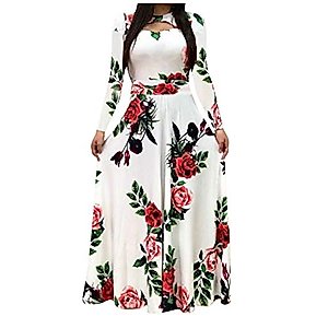 LKPJJFRG High Waist Smocked Flowy Tiered Mixi Dress Lightweight High Waist A line Dress Casual Flowy Shift Ruched Long Dress White