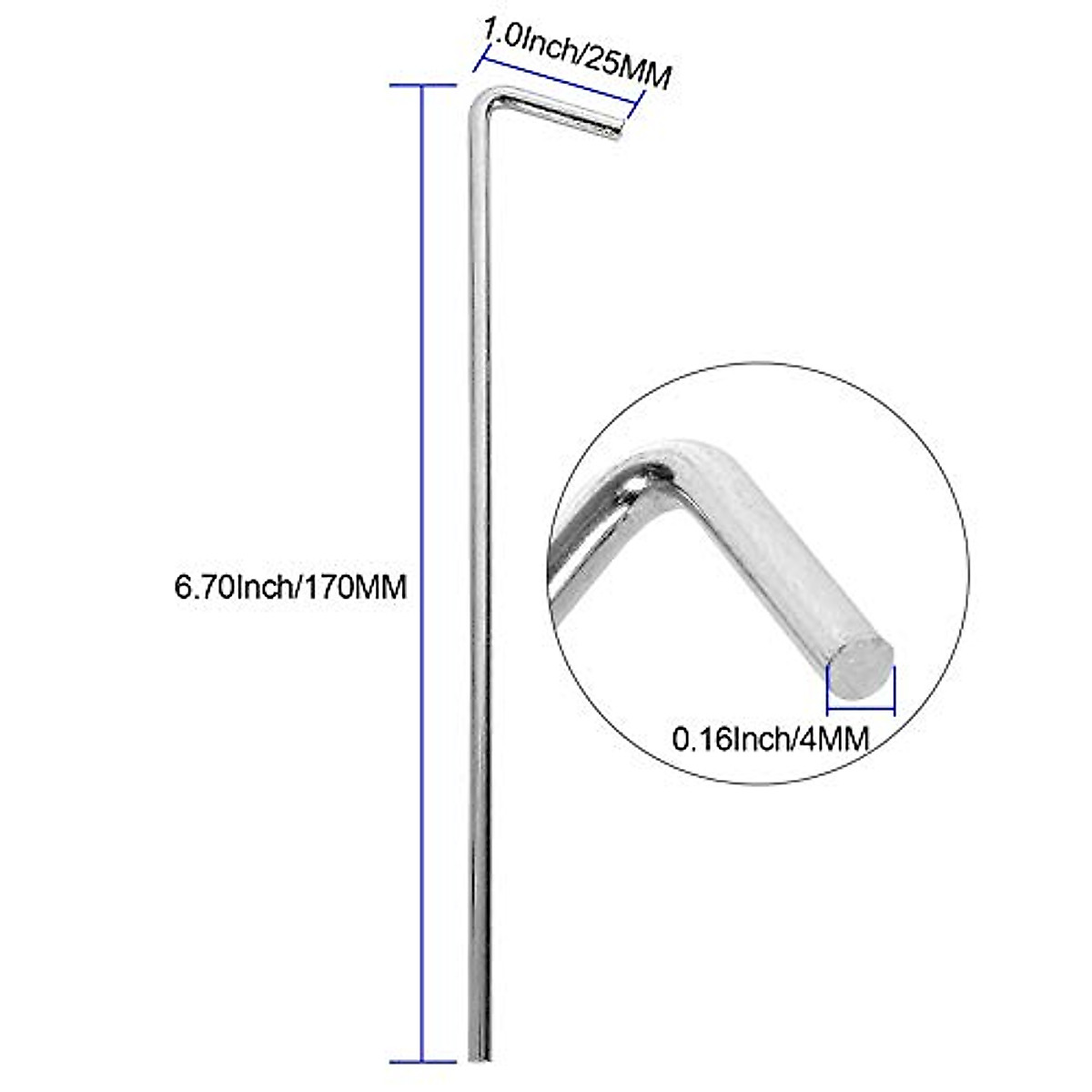 100 Pack Tent Stakes 6-3/4”Galvanized Steel Tent Pegs, Garden Edging Fence Hooks Pegs for Camping, Shelters, Tarp, Canopies, Christmas Decoration Stakes