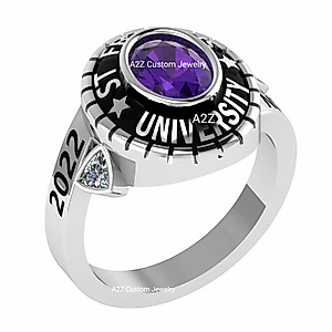 A2Z CUSTOM JEWELRY fully customized Girl class ring for high school, college, university sterling silver (dominion salva) ring