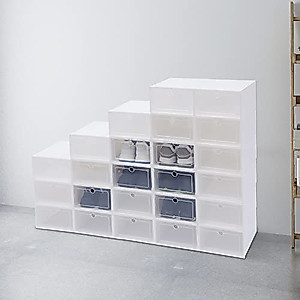 TouSuaRSi 24Pcs Plastic Shoe Boxes Clear Stackable Box Storage with Lids Clear Shoe Boxes Stackable Shoe Containers with Snap-Tight Clasp Design and Ventilation Holes for Home (Qty : 24Pcs)