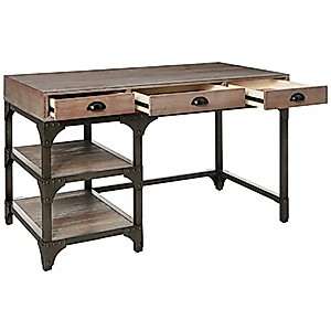 ACME Gorden Desk - 92325 - Weathered Oak & Antique Silver