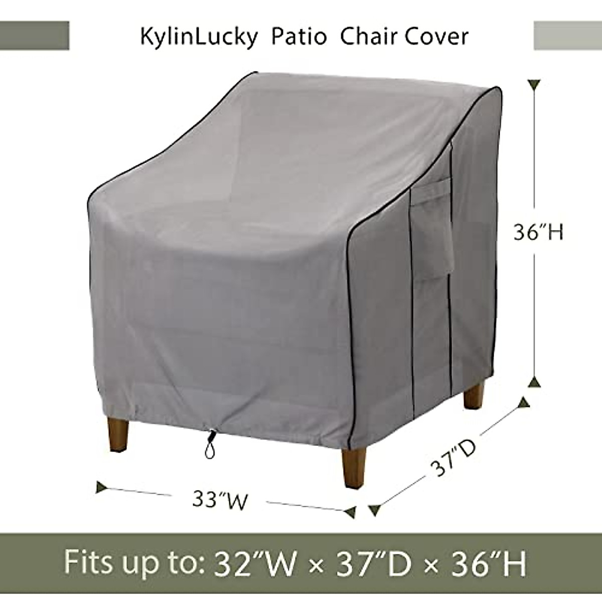KylinLucky Patio Adirondack Chair Covers, Heavy Duty Patio Chair Cover, Waterproof Outdoor Lawn Patio Furniture Covers 2 Pack Fits Up to 32" W x 37" D x36 H inches