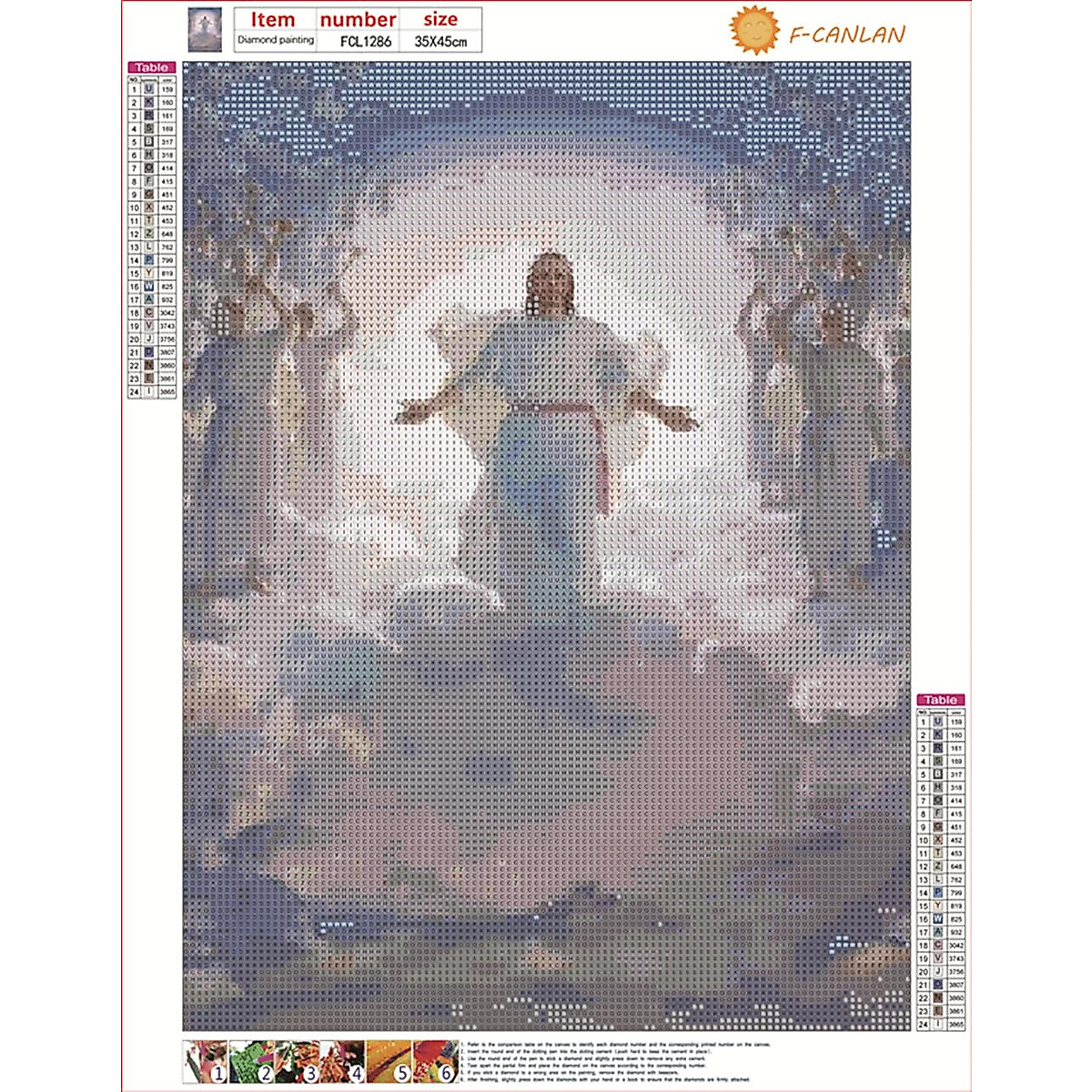 F-CANLAN Diamond Painting Kit Angel Jesus Full Drill (14X18 inches, Round, Oil, Clear) for Adult Religion Room Decor