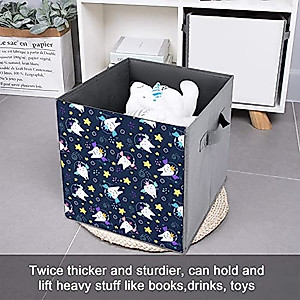 Magic Teeth with Wings Canvas Collapsible Storage Bins Cube Organizer Baskets with Handles for Home Office Car