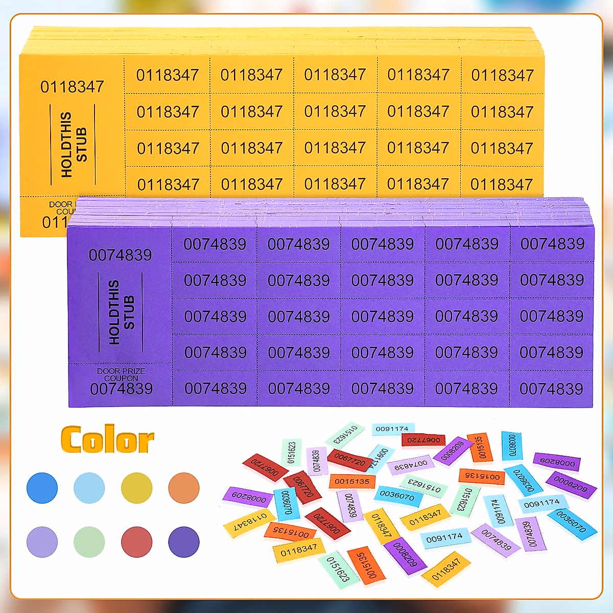Kosiz 2000 Sheets Raffle Ticket 25 Bid Chinese Auction Tickets Tricky Tray Basket Raffle Sheets for Fundraiser Events Carnival Class School Entry Door Prize(Multicolor)