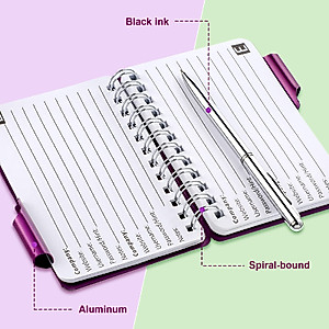 2 Pieces Portable Password Book Password Organizer Notebook Elegant Mandala Pattern Password Book Keeper with Pen, Spiral Bound Notebook for Password Information (Black, Purple)