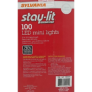 Energy Star Sylvania Stay-Lit Platinum 100 Led Mini Lights (Pure White) (2 Pack)